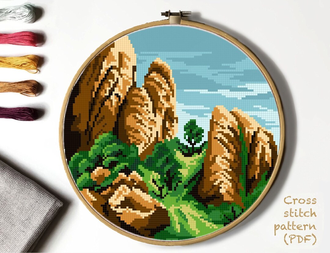 Pinnacles National Park Modern Cross Stitch Pattern, Nature Counted ...