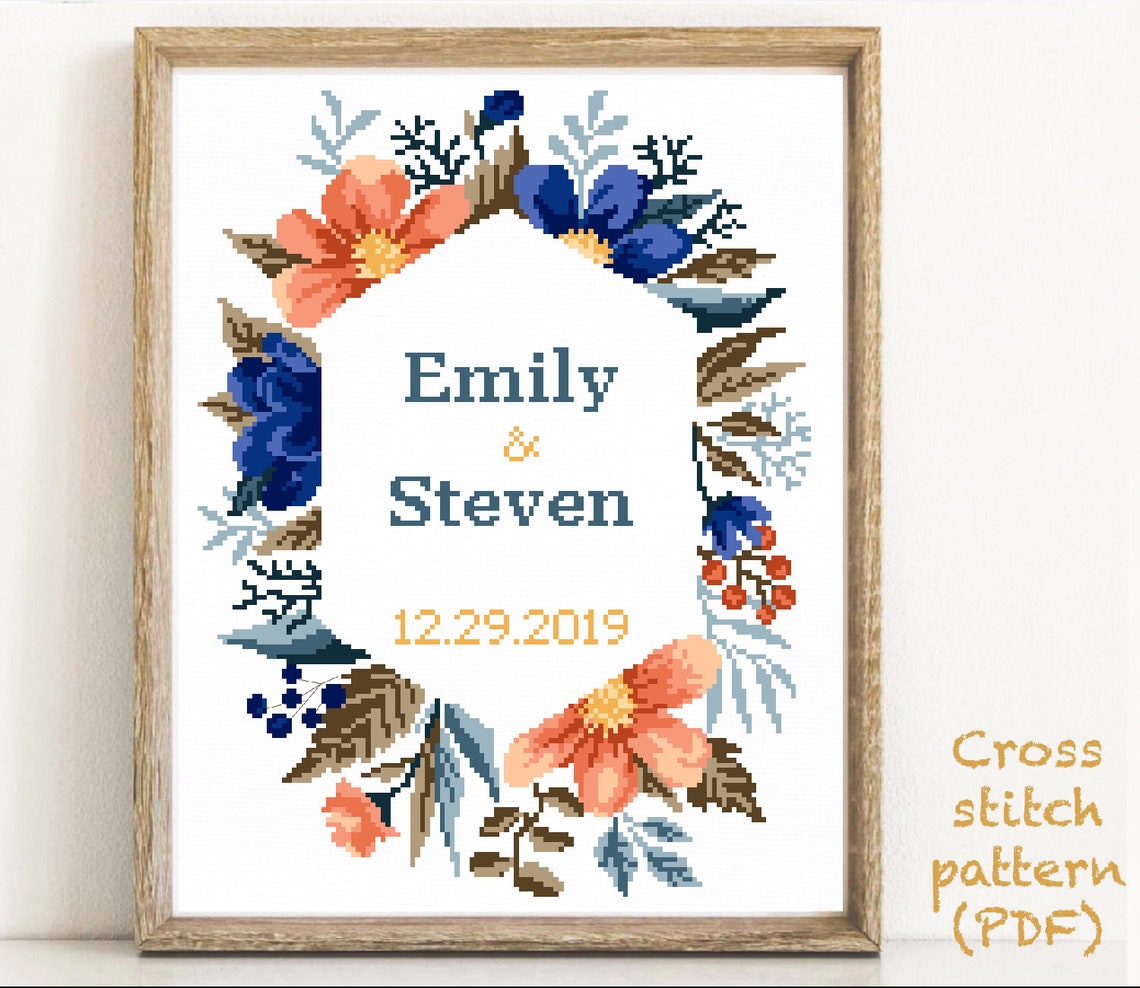 Wedding Modern Cross Stitch Pattern Personalized Customized | Etsy