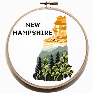 New Hampshire State Cross Stitch Pattern Modern, Nature Cross Stitch ...