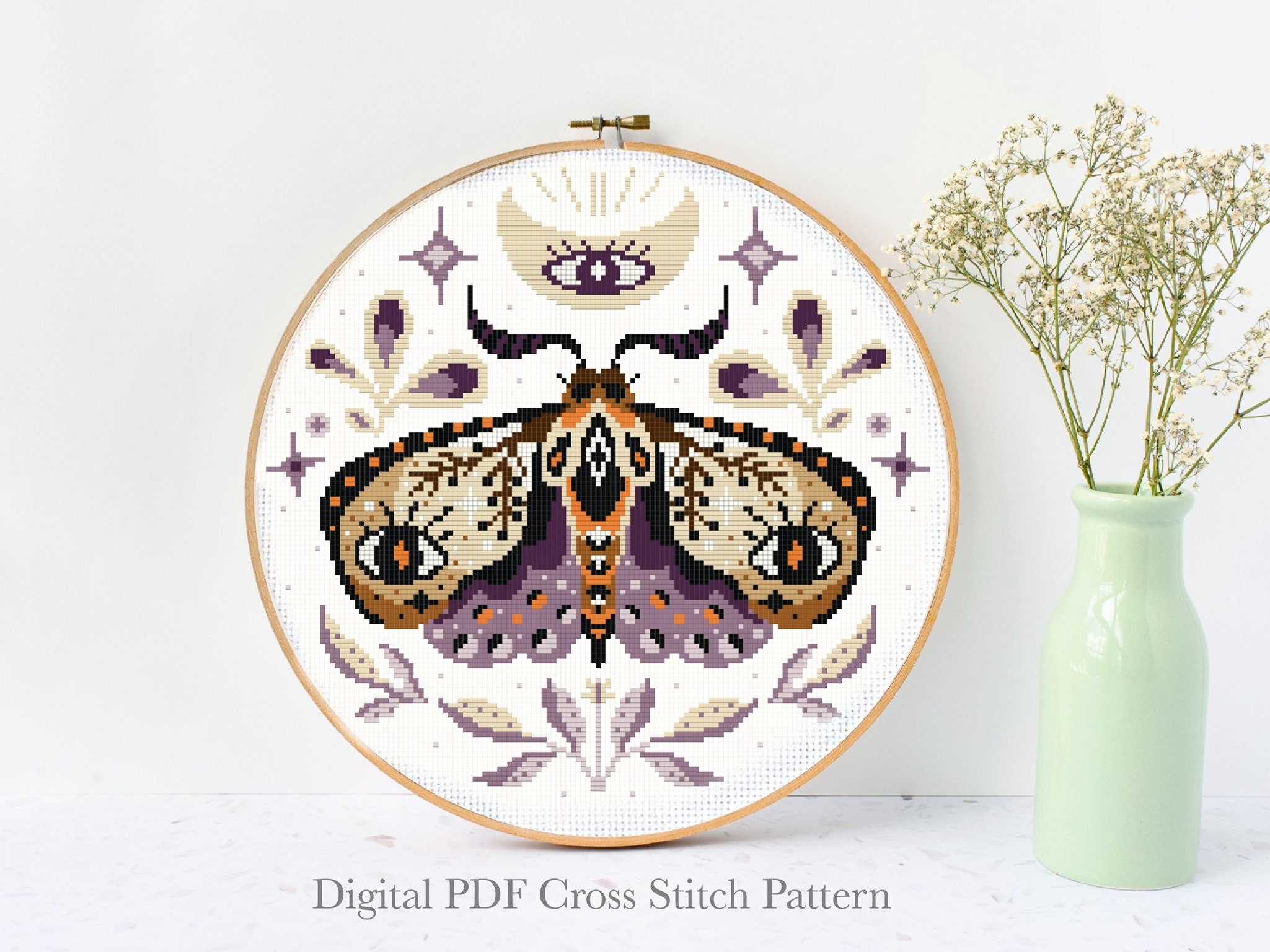 Moths Modern Cross Stitch Pattern Insect Cross Stitch | Etsy