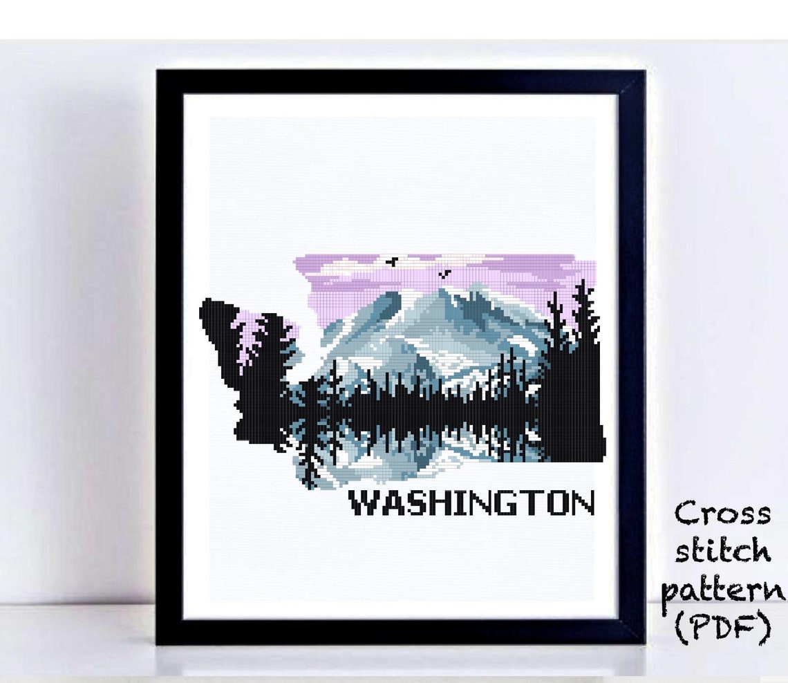Washington State US Modern Cross Stitch Pattern Nature Easy | Etsy