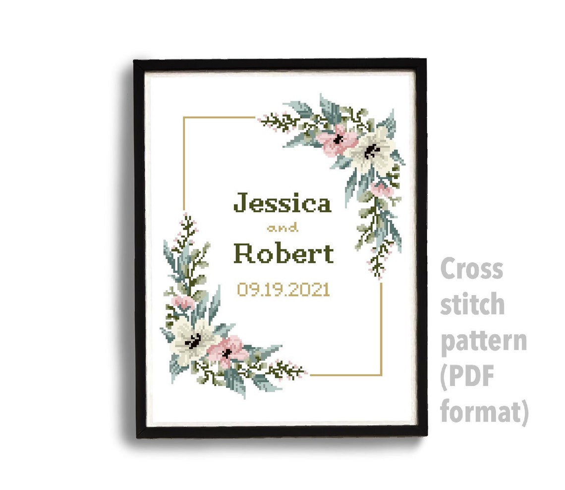 Wedding Modern Cross Stitch Pattern Personalized Counted - Etsy