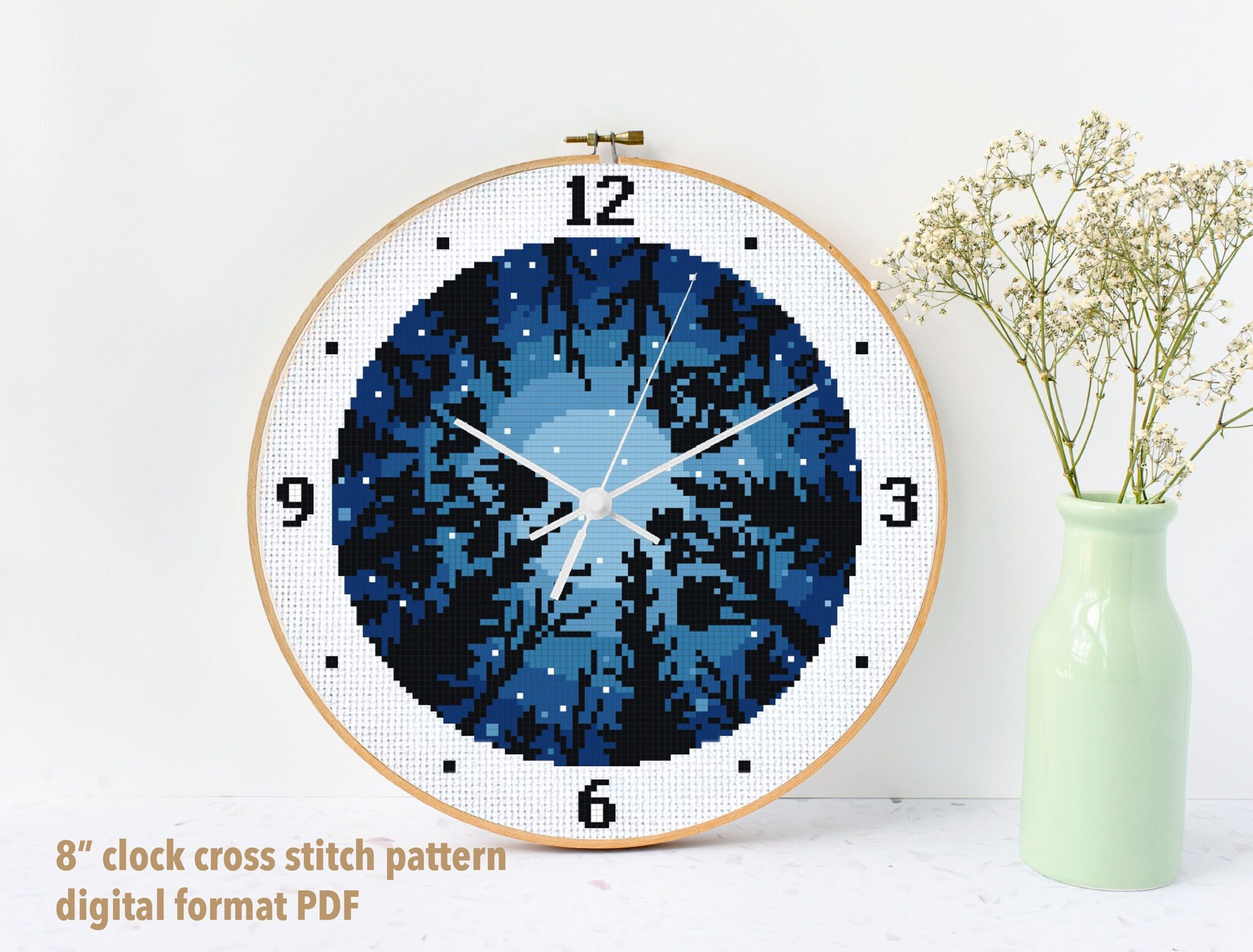 Clock Cross Stitch Pattern Landscape Nature Instant - Etsy