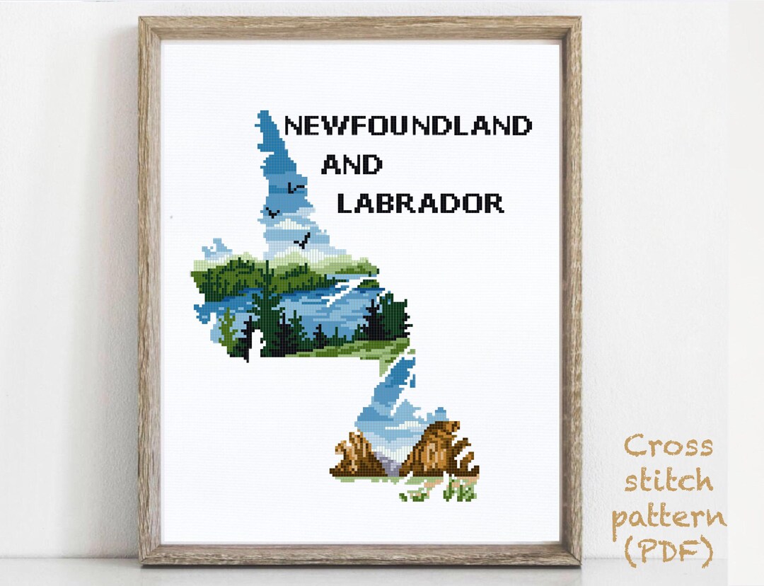Newfoundland and Labrador Province Canada Modern Cross Stitch Pattern ...
