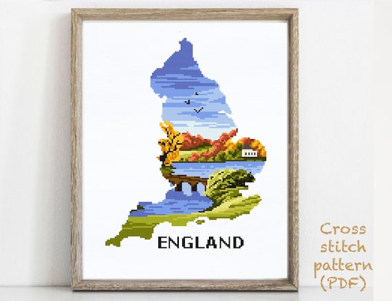 England Modern Cross Stitch Pattern Great Britain Country | Etsy