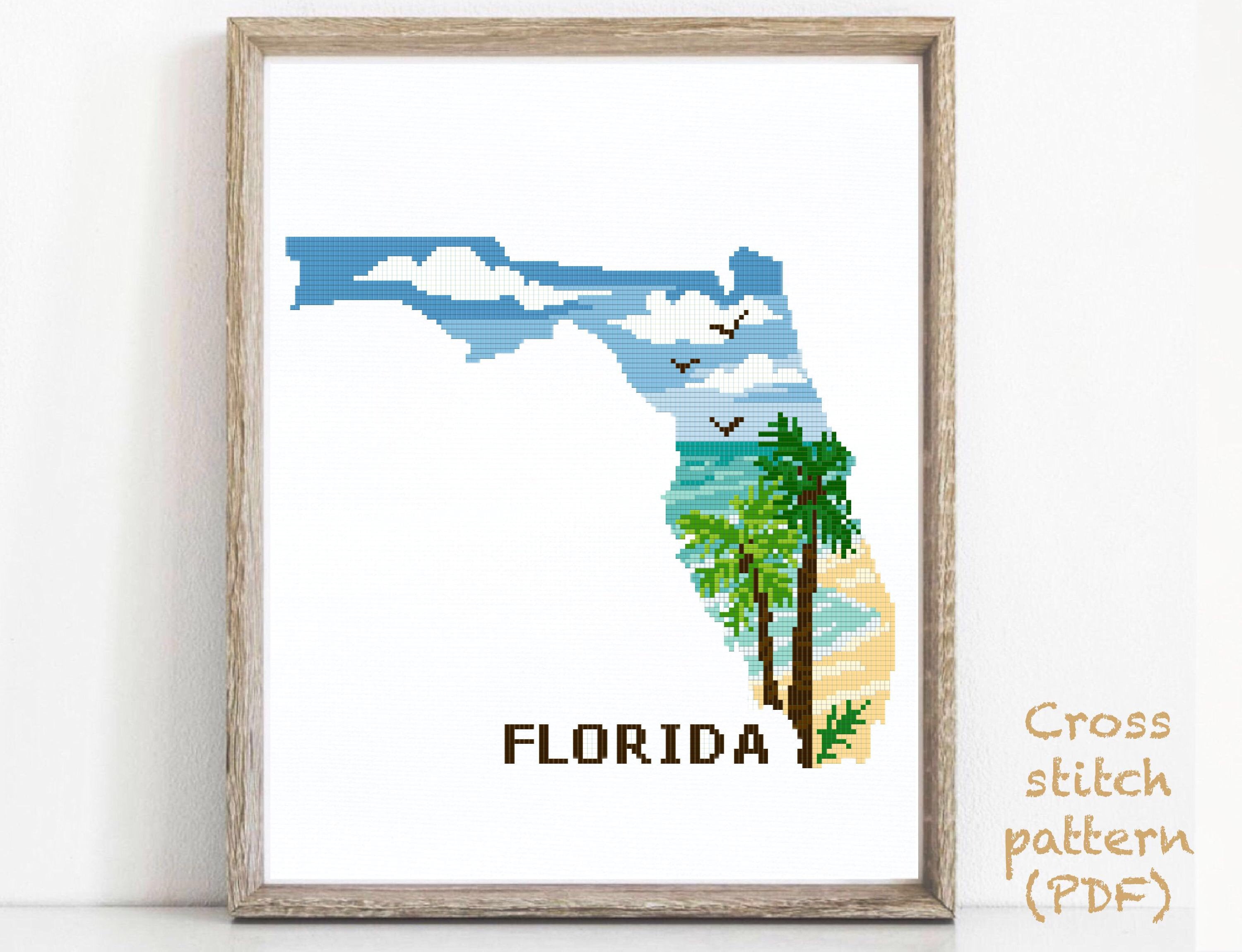 Florida State Modern Cross Stitch Pattern Nature Counted | Etsy