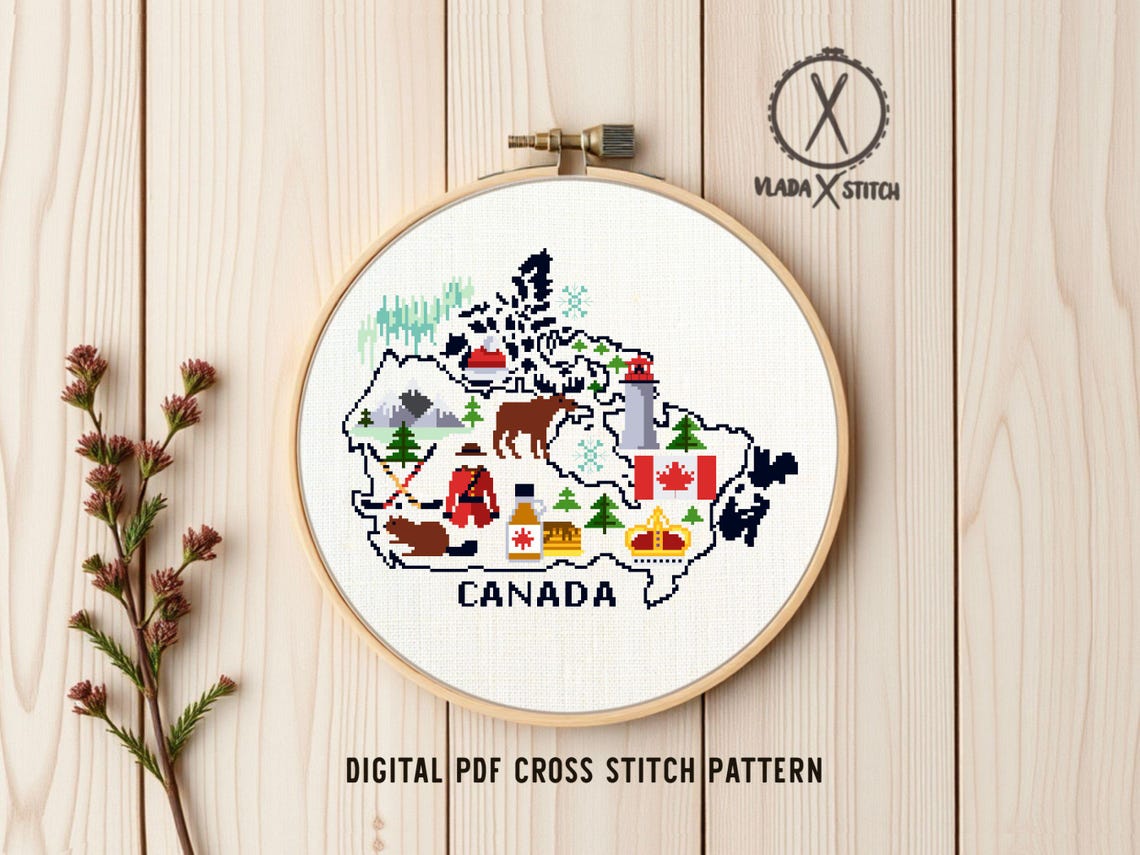 Canada Silhouette Modern Cross Stitch Pattern, Nature , Easy, Country ...