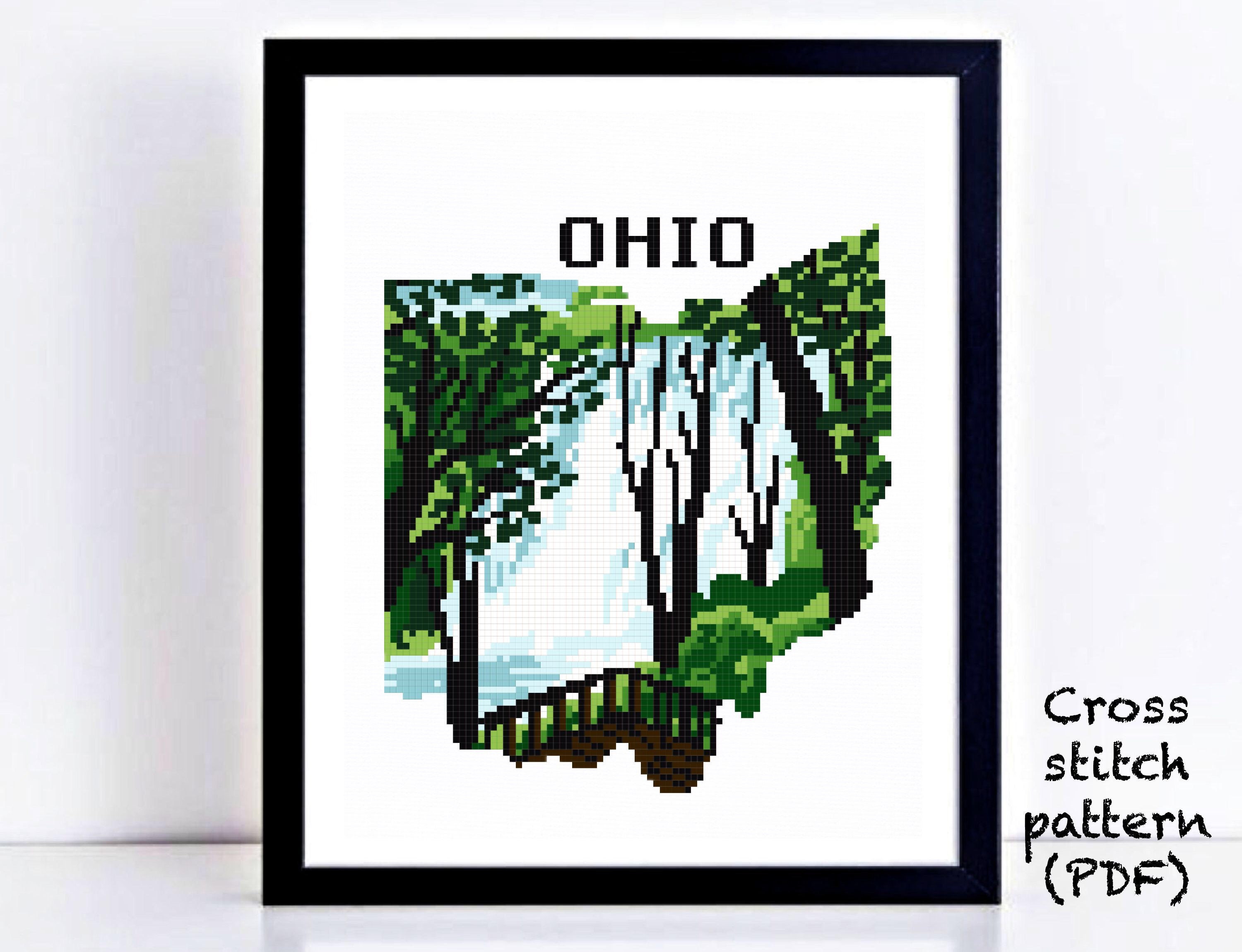 Ohio State Modern Cross Stitch Pattern Cuyahoga Valley | Etsy