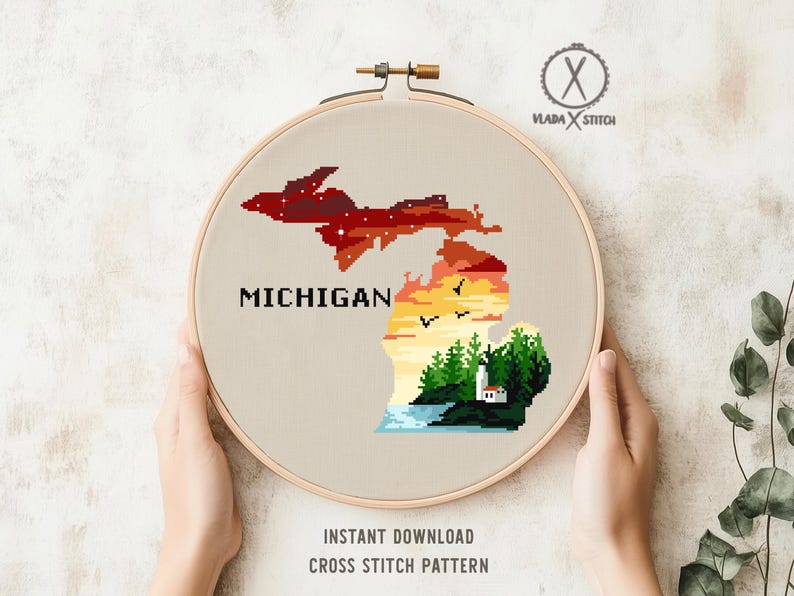 Michigan State Modern Cross Stitch Pattern, Nature Counted Cross Stitch ...