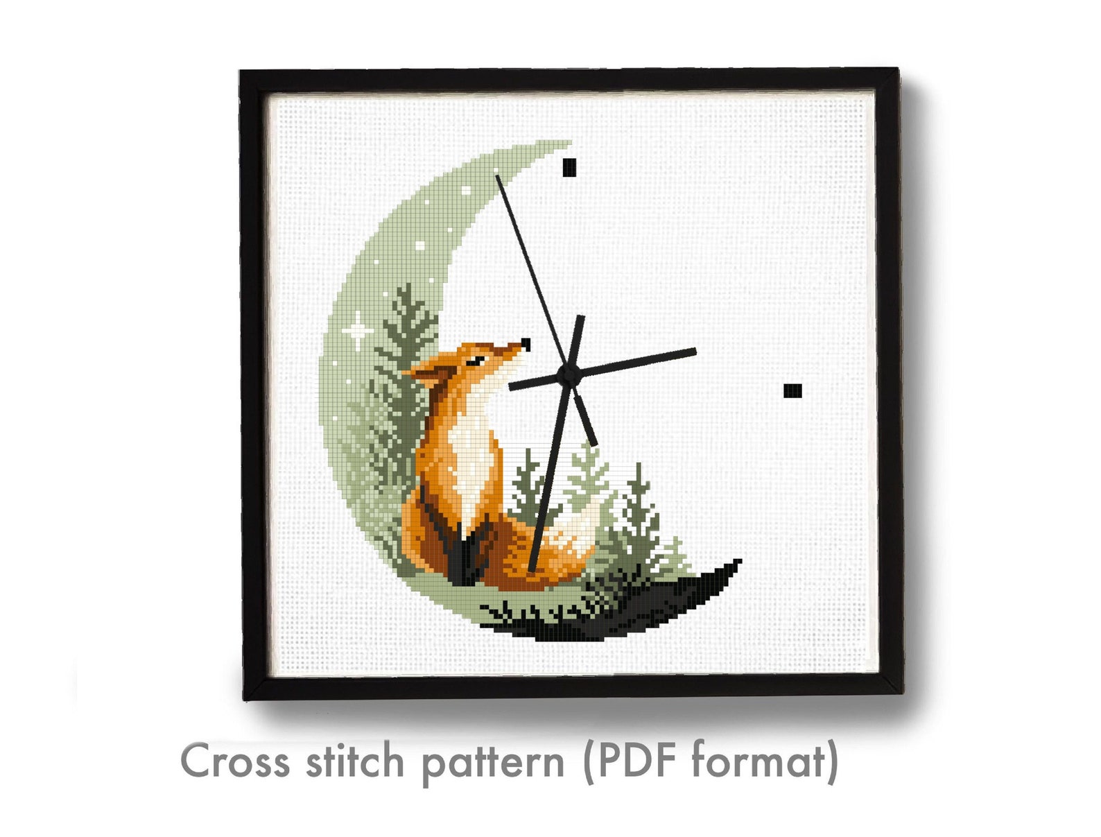 Clock Modern Cross Stitch Pattern Cross Stitch Fox Nature - Etsy