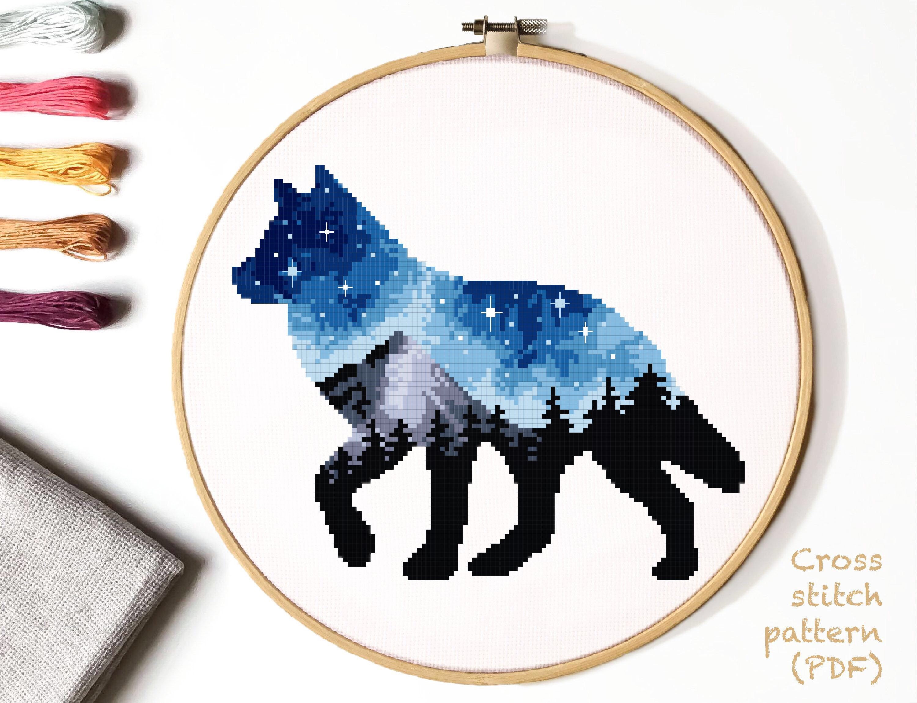 Wolf Cross Stitch Pattern Landscape Cross Stitch Chart - Etsy Canada