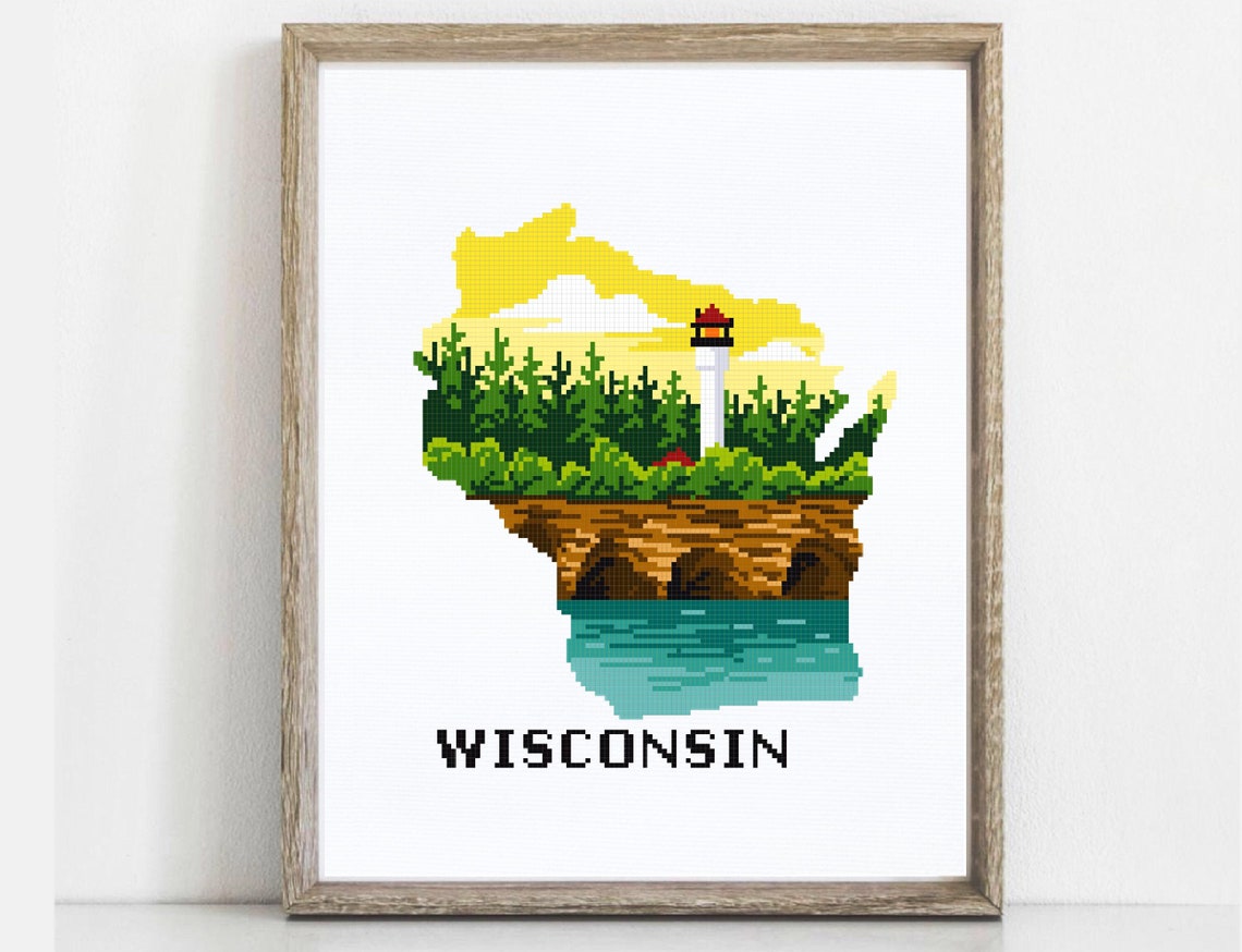 Wisconsin State Modern Cross Stitch Pattern Nature Counted - Etsy