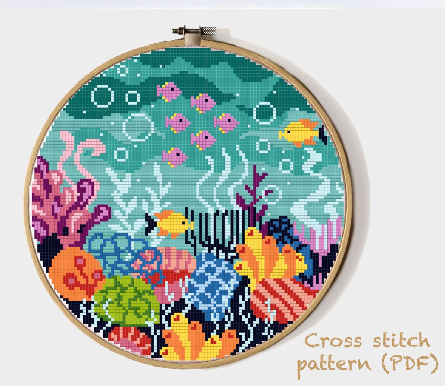 Sea bottom Modern Cross Stitch Pattern nature easy counted | Etsy