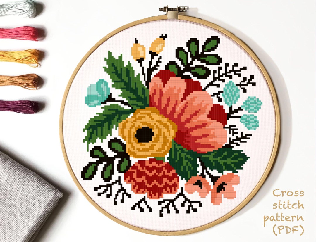 Counted Cross Stitch Pattern Flower