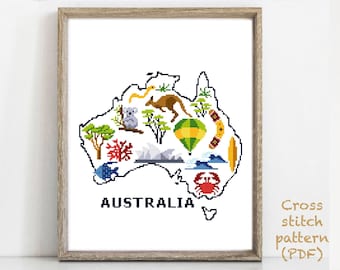 Australia States and Territories Landscape Modern Cross Stitch Pattern ...