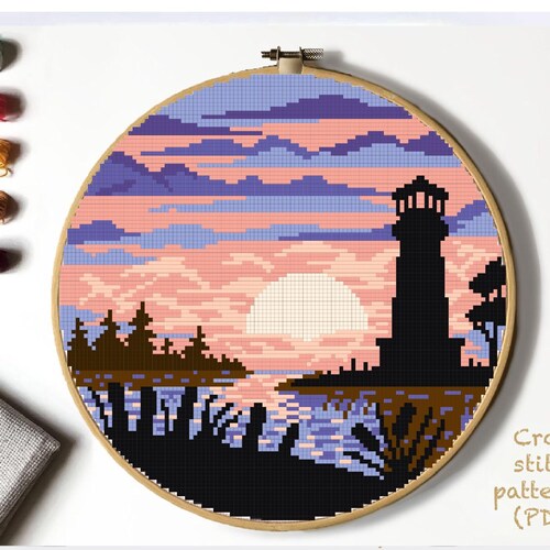 Landscape Modern Cross Stitch Pattern Easy Counted Cross - Etsy