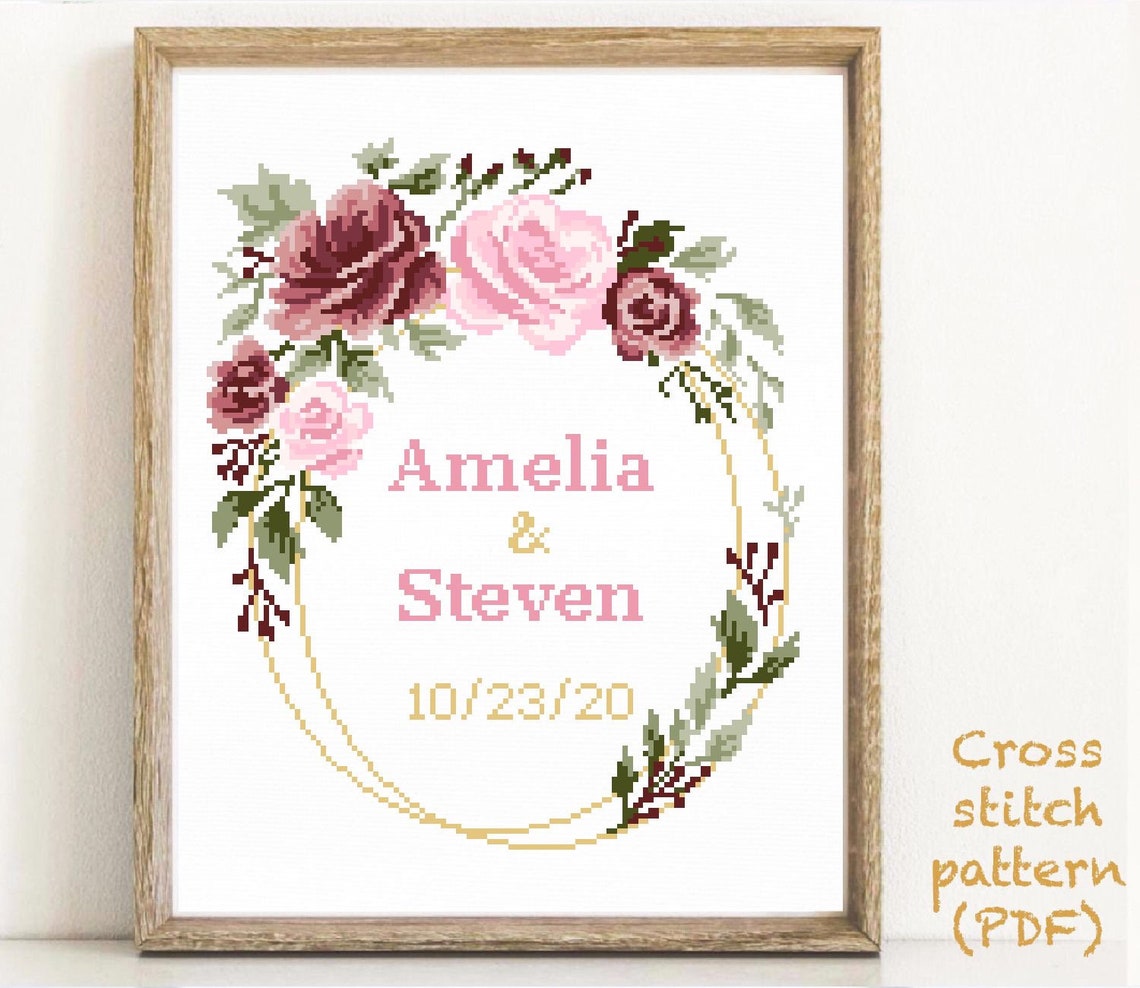 Wedding Modern Cross Stitch Pattern Personalized Customized | Etsy