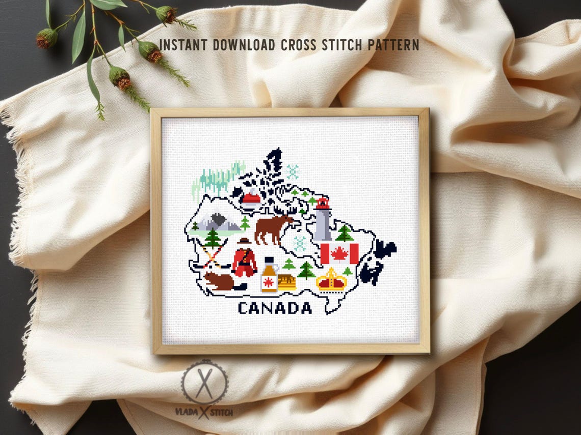 Canada Silhouette Modern Cross Stitch Pattern, Nature , Easy, Country ...