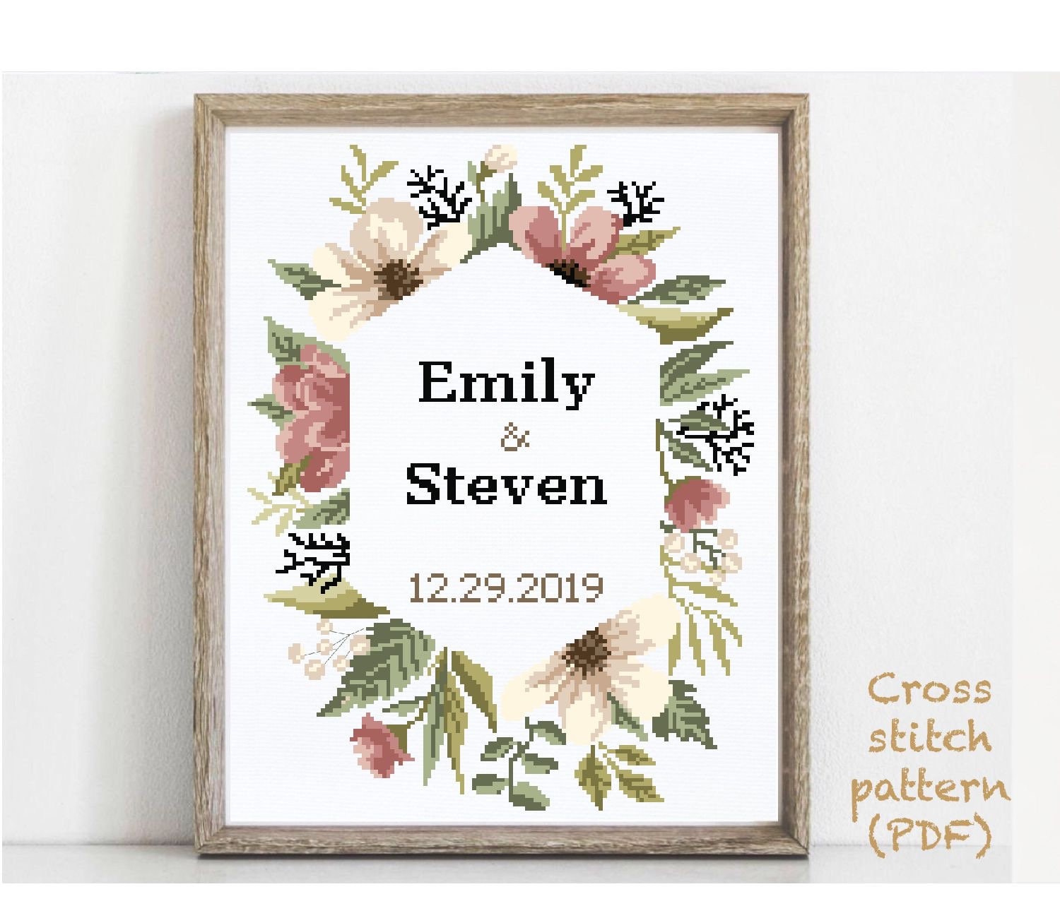 Wedding Modern Cross Stitch Pattern Personalized Counted - Etsy