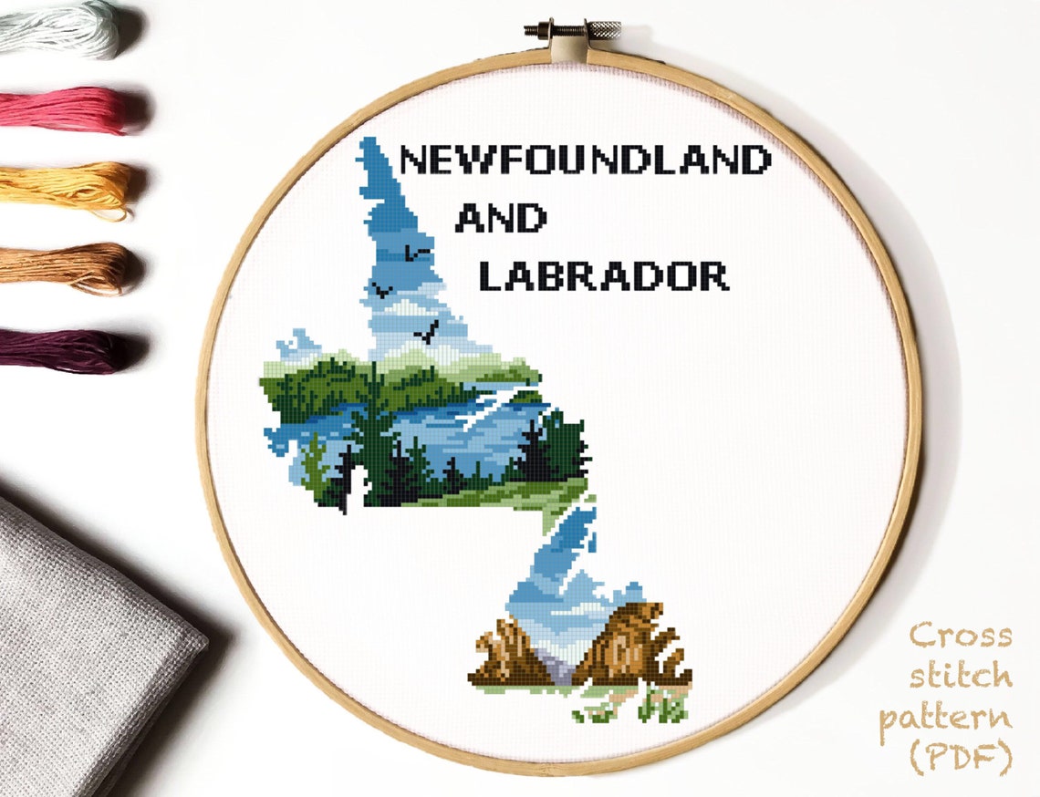 Newfoundland and Labrador province Canada Modern Cross Stitch | Etsy