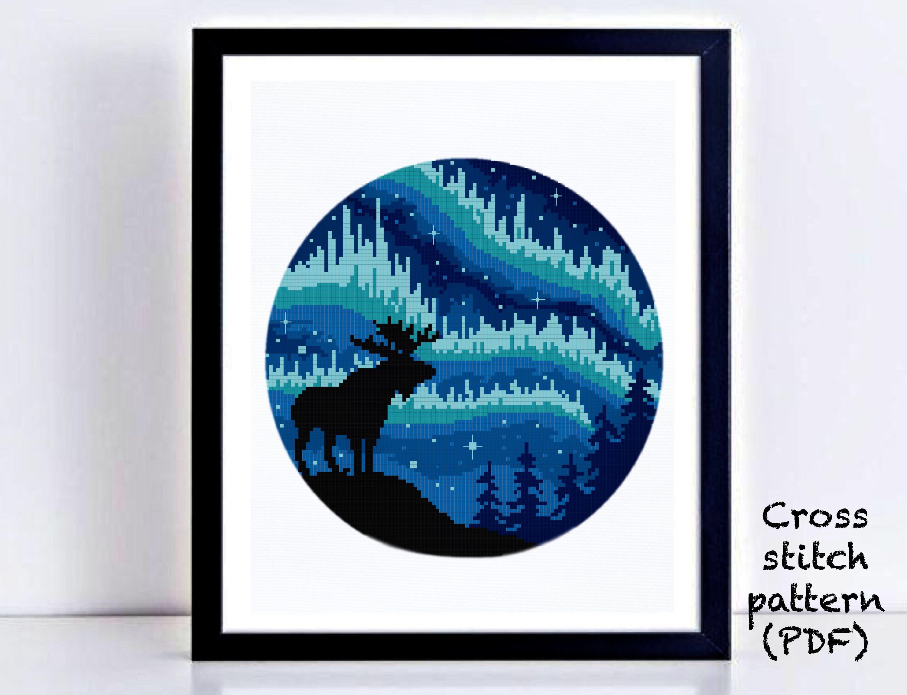 Northern Lights Modern Cross Stitch Pattern Nature Counted - Etsy