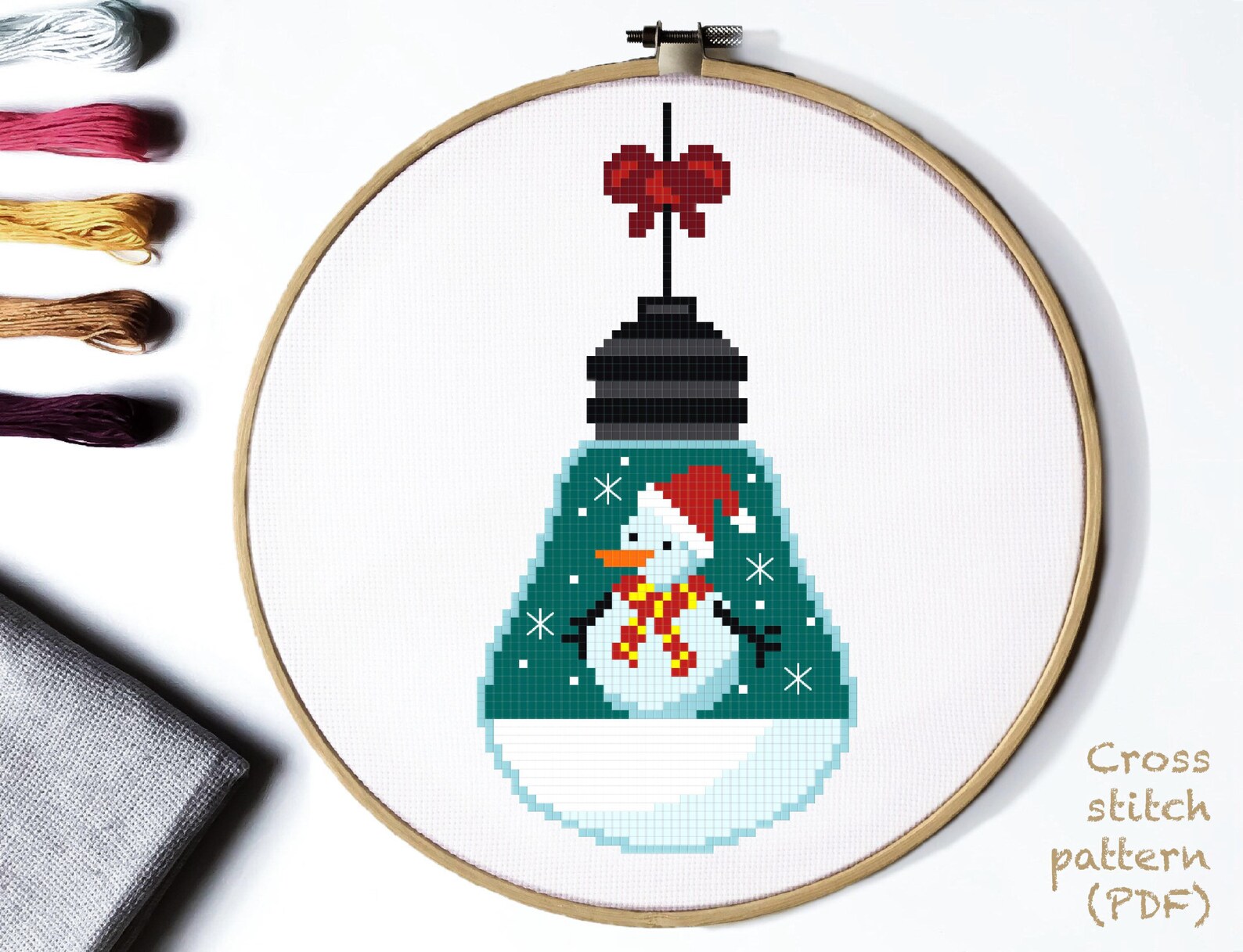 Christmas Lamp Modern Cross Stitch Pattern, Easy Cross Stitch Chart ...