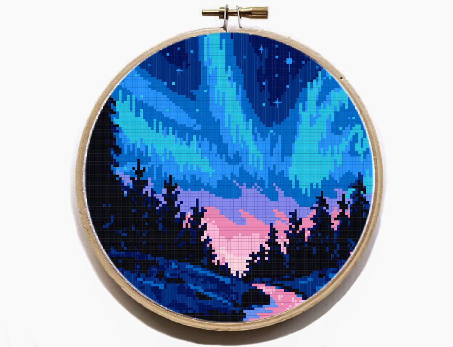 Northern Lights Modern Cross Stitch Pattern, Nature Counted Cross ...