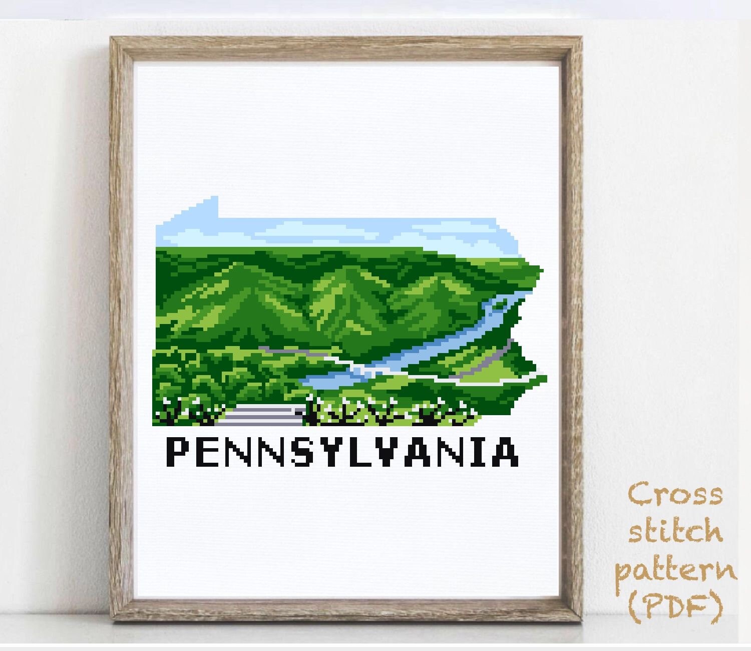Pennsylvania State Modern Cross Stitch Pattern, Nature Counted Cross ...