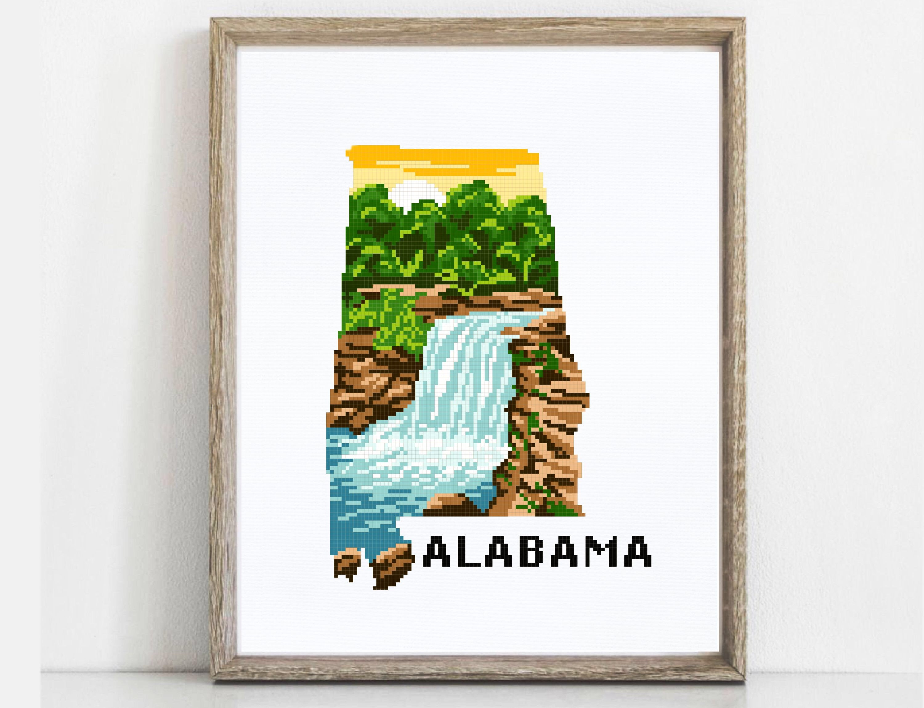 Alabama State Modern Cross Stitch Pattern Little Rivercanyon | Etsy