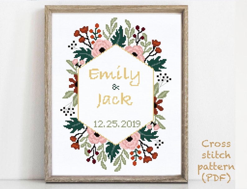 Wedding Modern Cross Stitch Pattern Personalized Counted - Etsy Canada