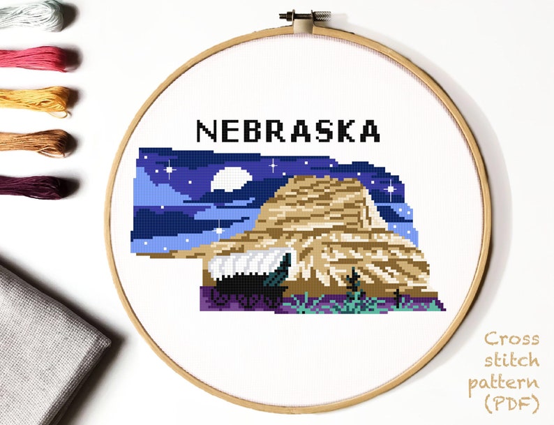 Nebraska State Modern Cross Stitch Pattern Nature Counted | Etsy