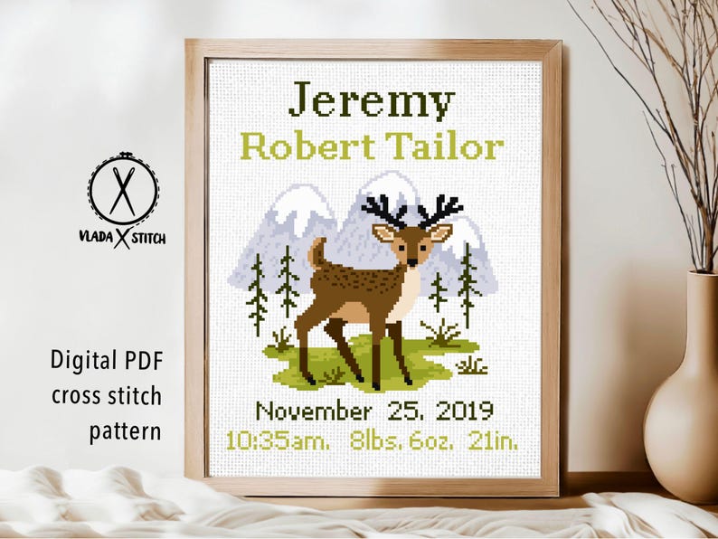 Birth Announcemencross Stitch Pattern, Baby, Personalized, Boy Girl ...