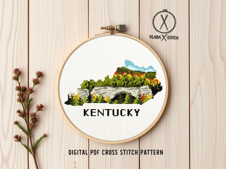 Kentucky State Cross Stitch Pattern, Nature Counted Chart, Daniel Boone ...