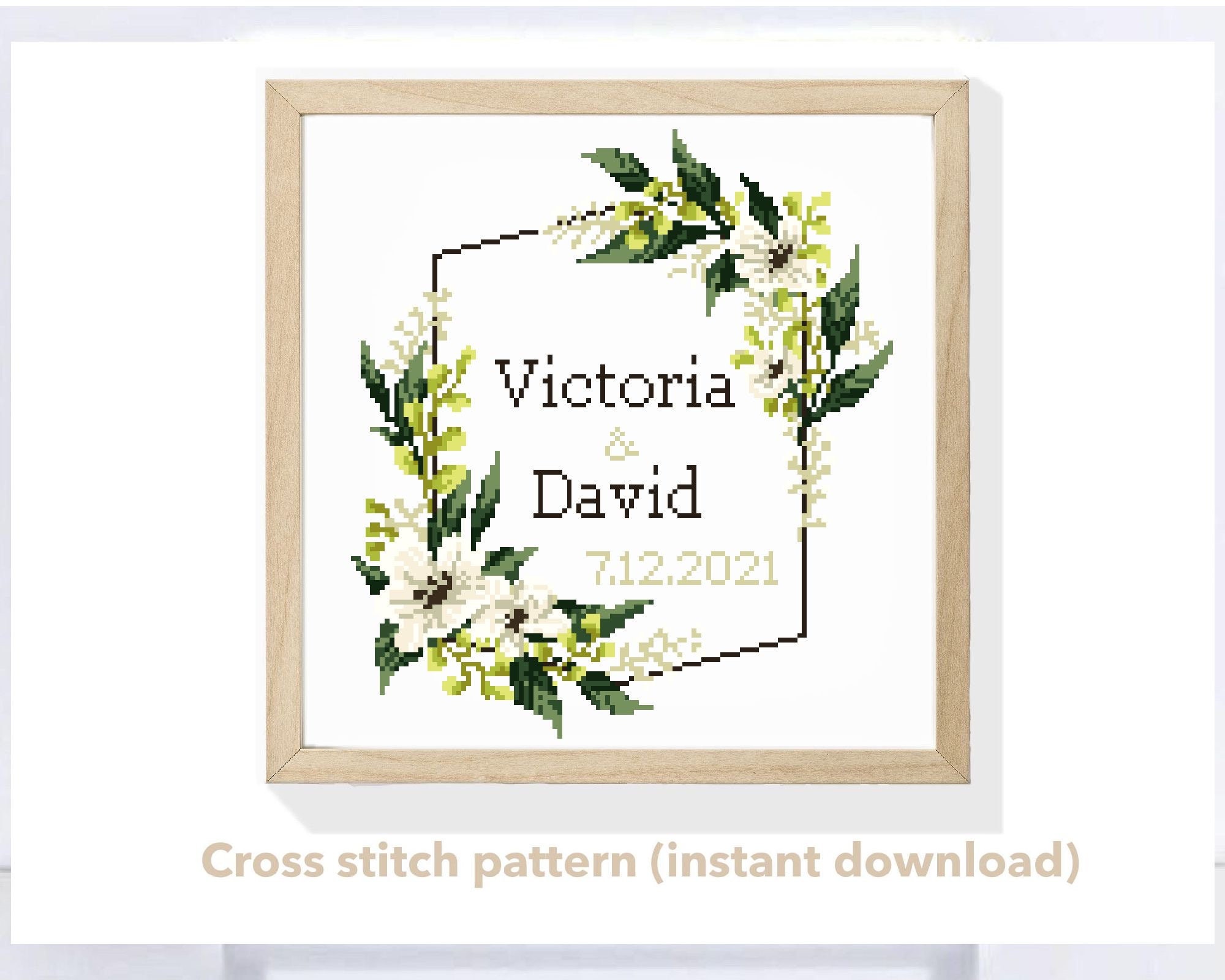 Wedding Modern Cross Stitch Pattern Personalized Customized - Etsy