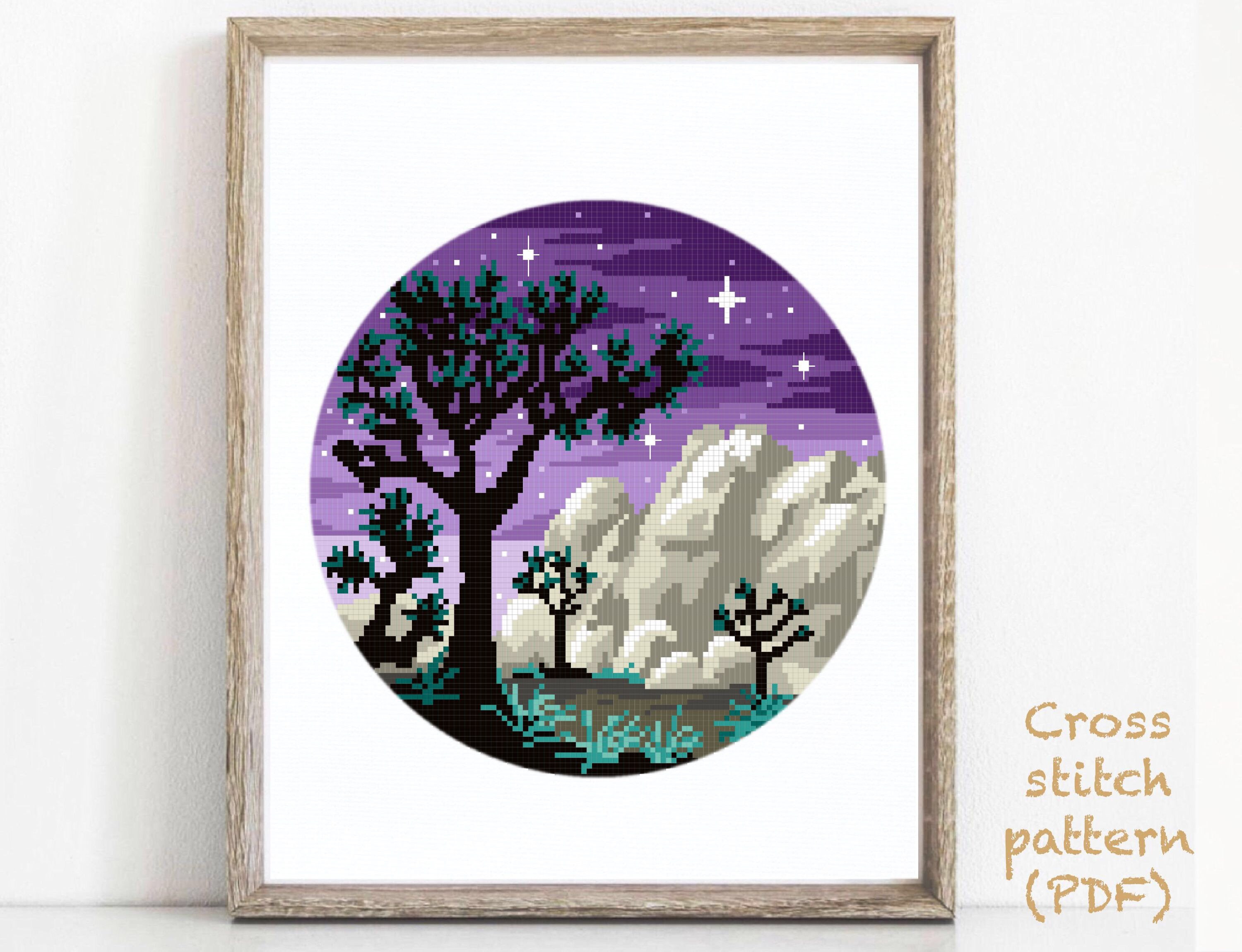 Joshua Tree National Park Modern Cross Stitch Pattern Nature - Etsy