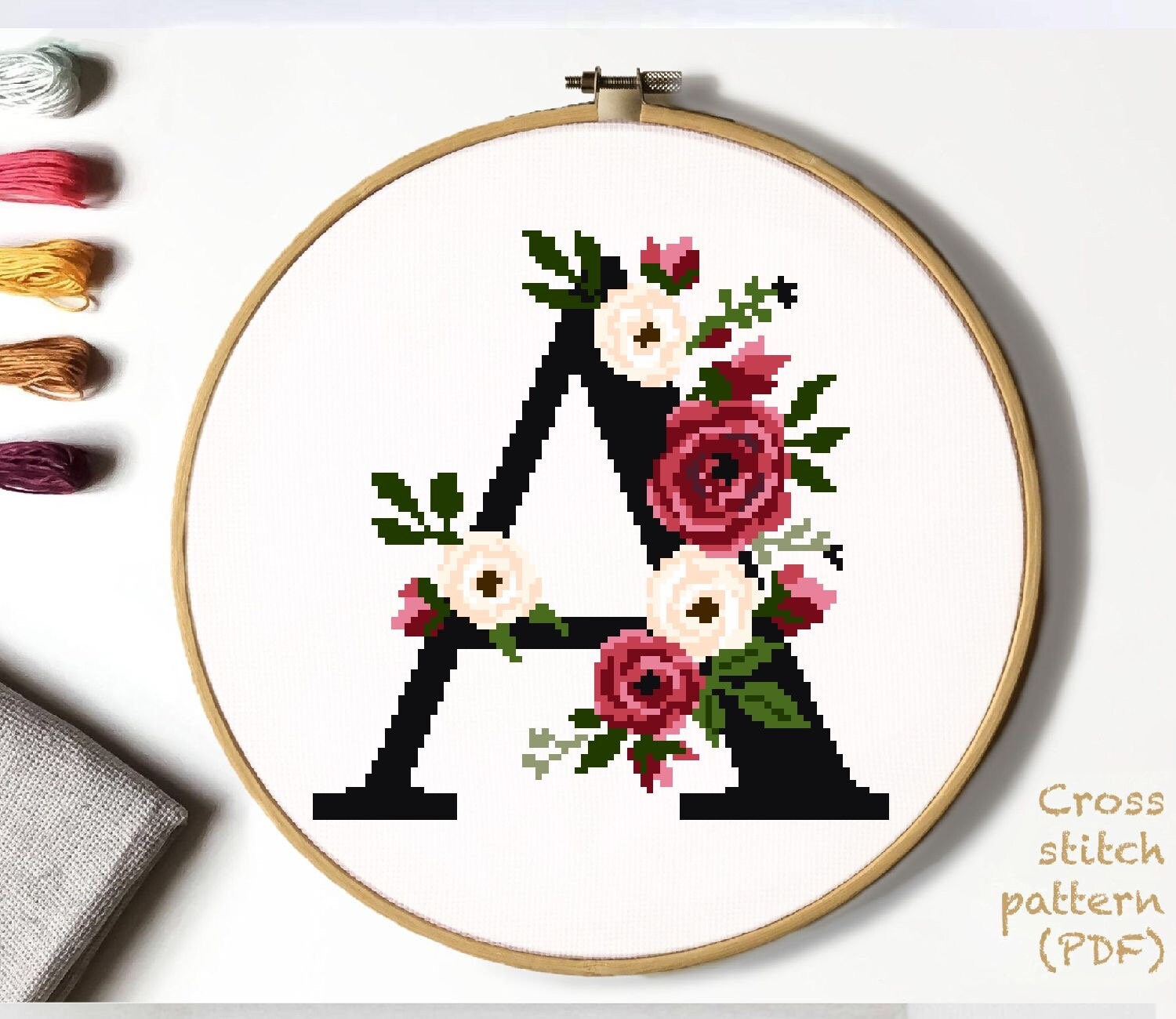 Cross Stitch Alphabet With Flowers