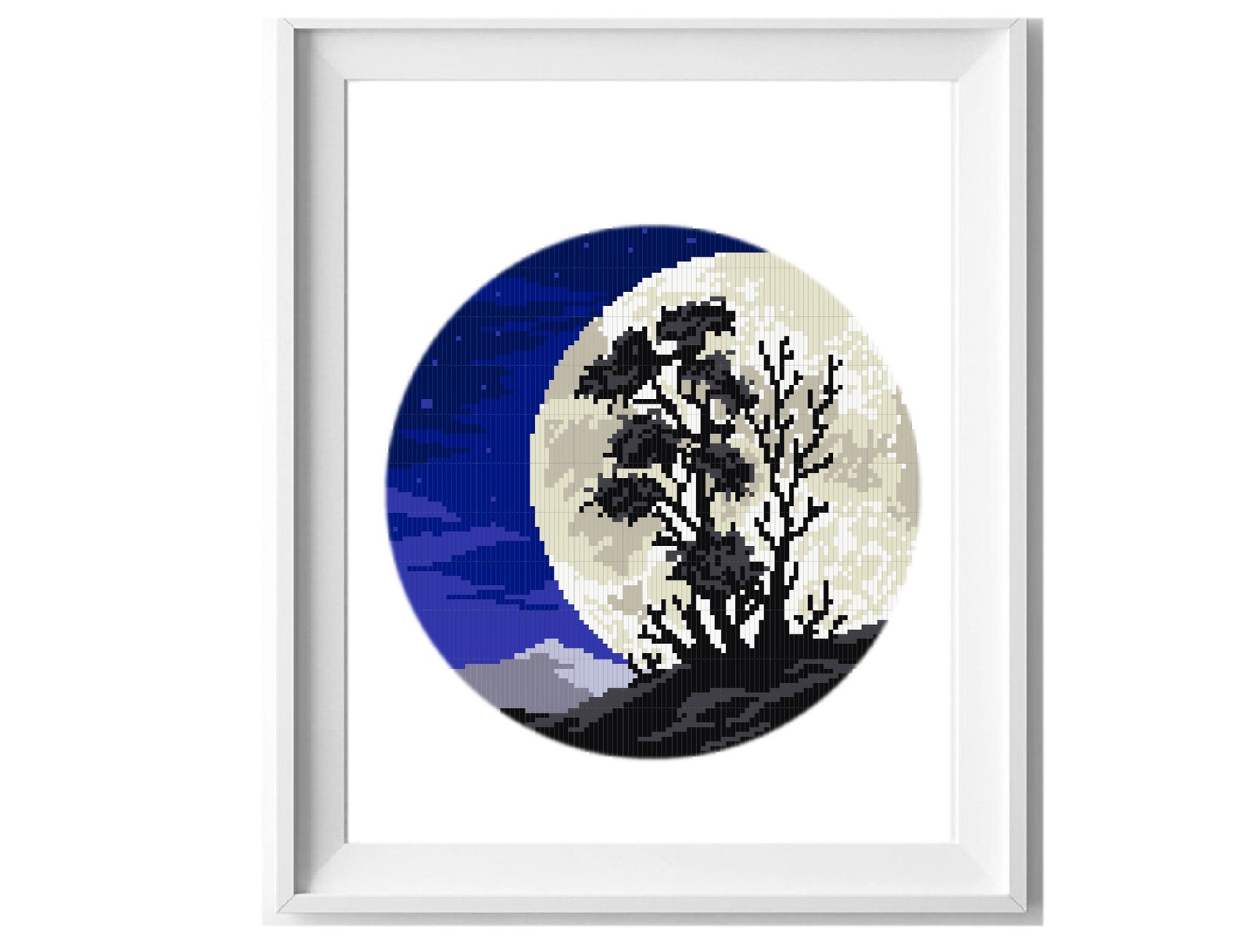 Moon Modern Cross Stitch Pattern Nature Counted Cross Stitch - Etsy
