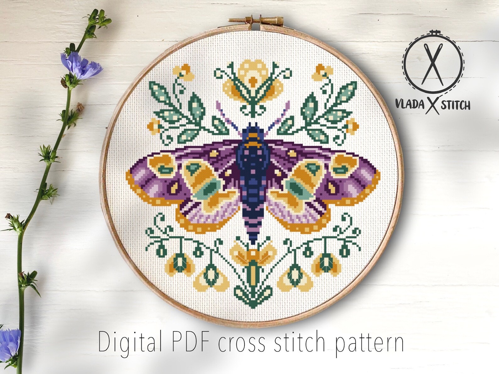 Moths Modern Cross Stitch Pattern Insect Cross Stitch - Etsy