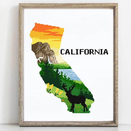 California State Modern Cross Stitch Pattern Joshua Tree - Etsy