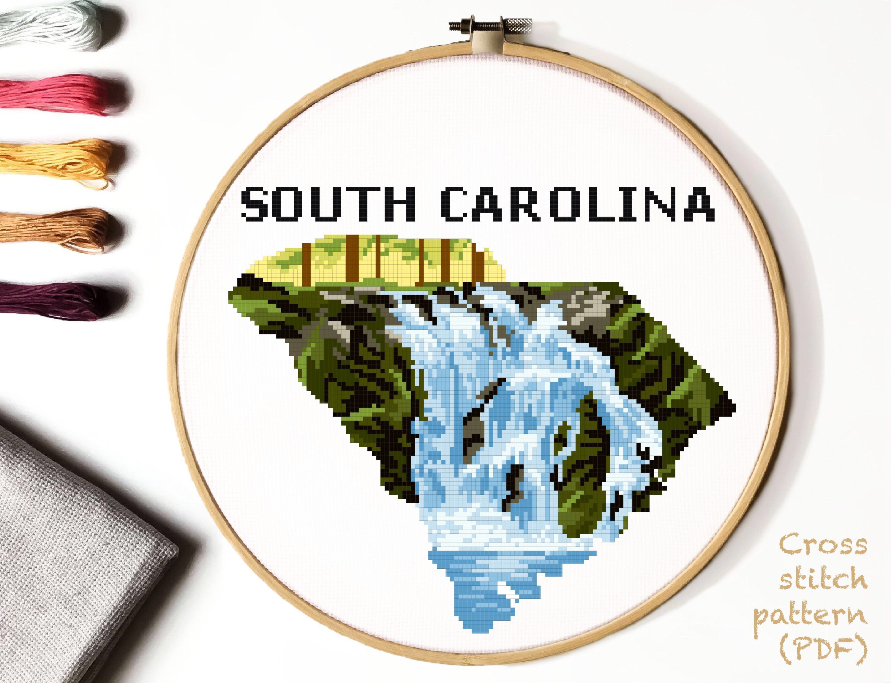 South Carolina State Modern Cross Stitch Pattern, Nature Counted Cross ...