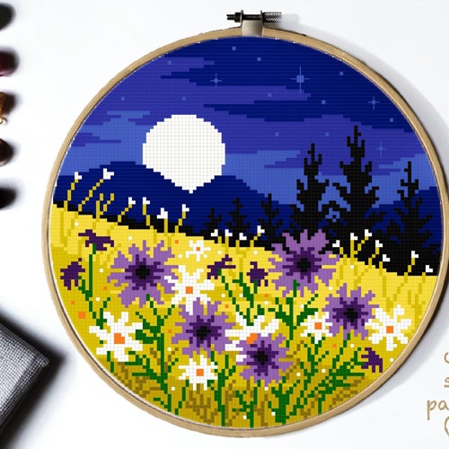 Nature Modern Cross Stitch Pattern Flowers Counted Cross - Etsy