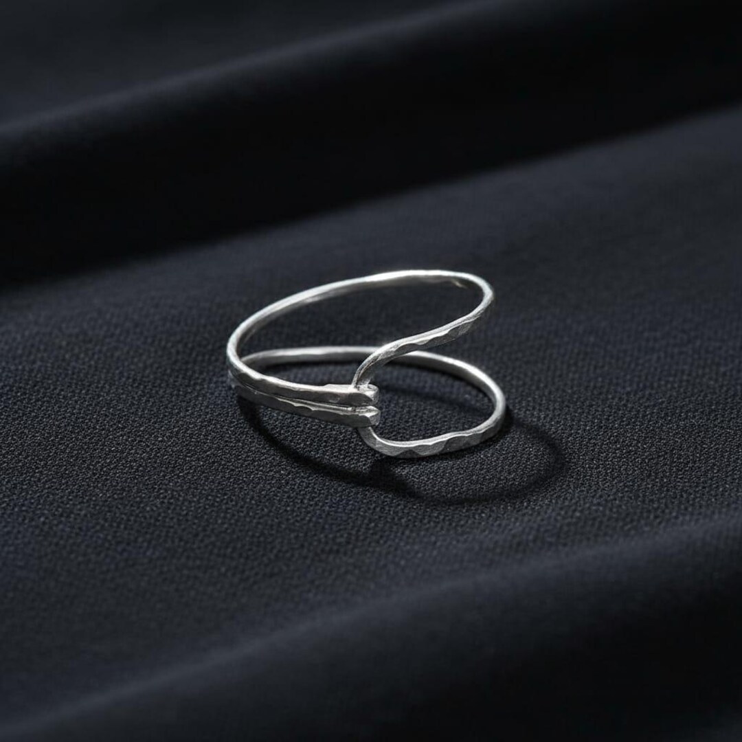 Hammered Sterling Silver Double Band Ring: Handmade Statement Jewelry ...