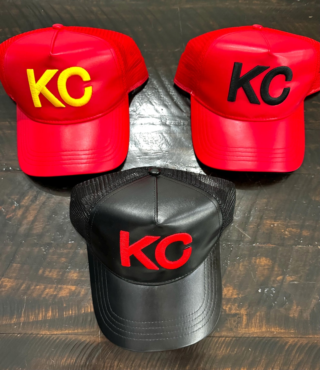 Kansas City Faux Leather Hat, Trucker Hat, Kansas City Hat, KC Hat - Etsy