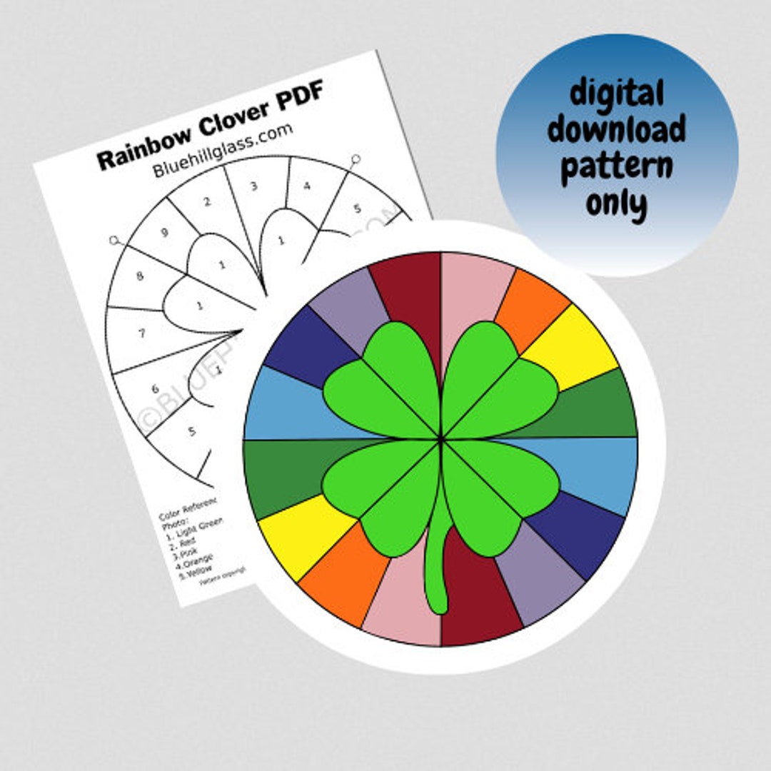 Rainbow Clover Stained Glass Pattern - Digital Download PDF - St ...