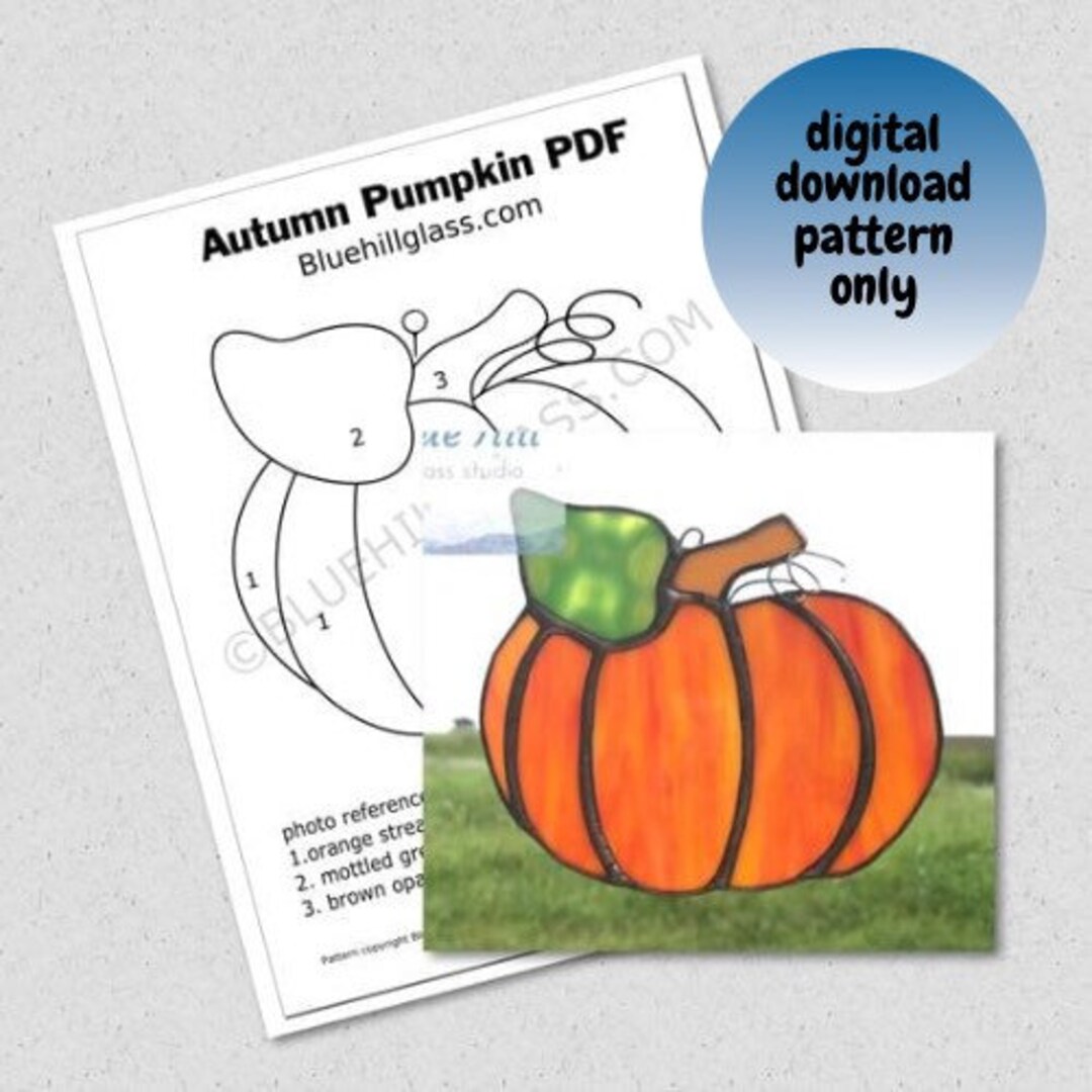 Pumpkin Stained Glass Pattern - Digital Download Only - Stained Glass ...