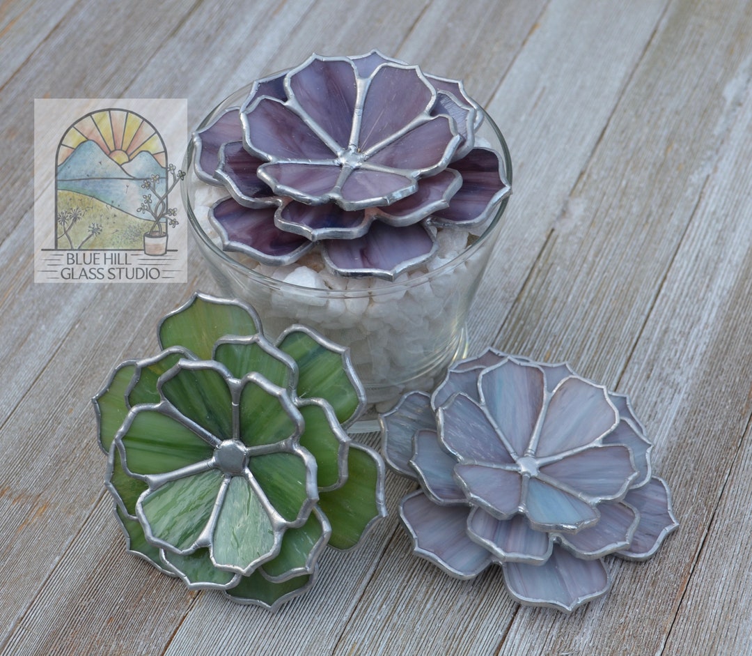 Precut Glass Flower or Succulent for Stained Glass Making - Not a ...