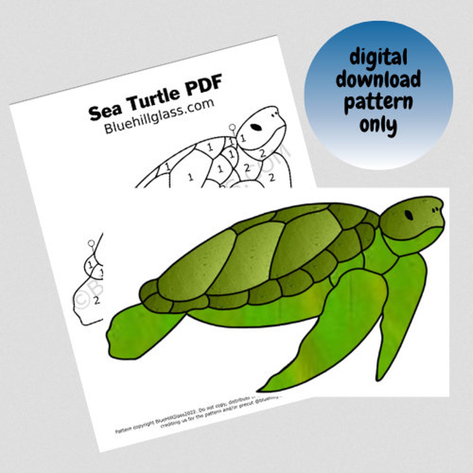 Sea Turtle Stained Glass Pattern - Digital Download Only - Stained ...