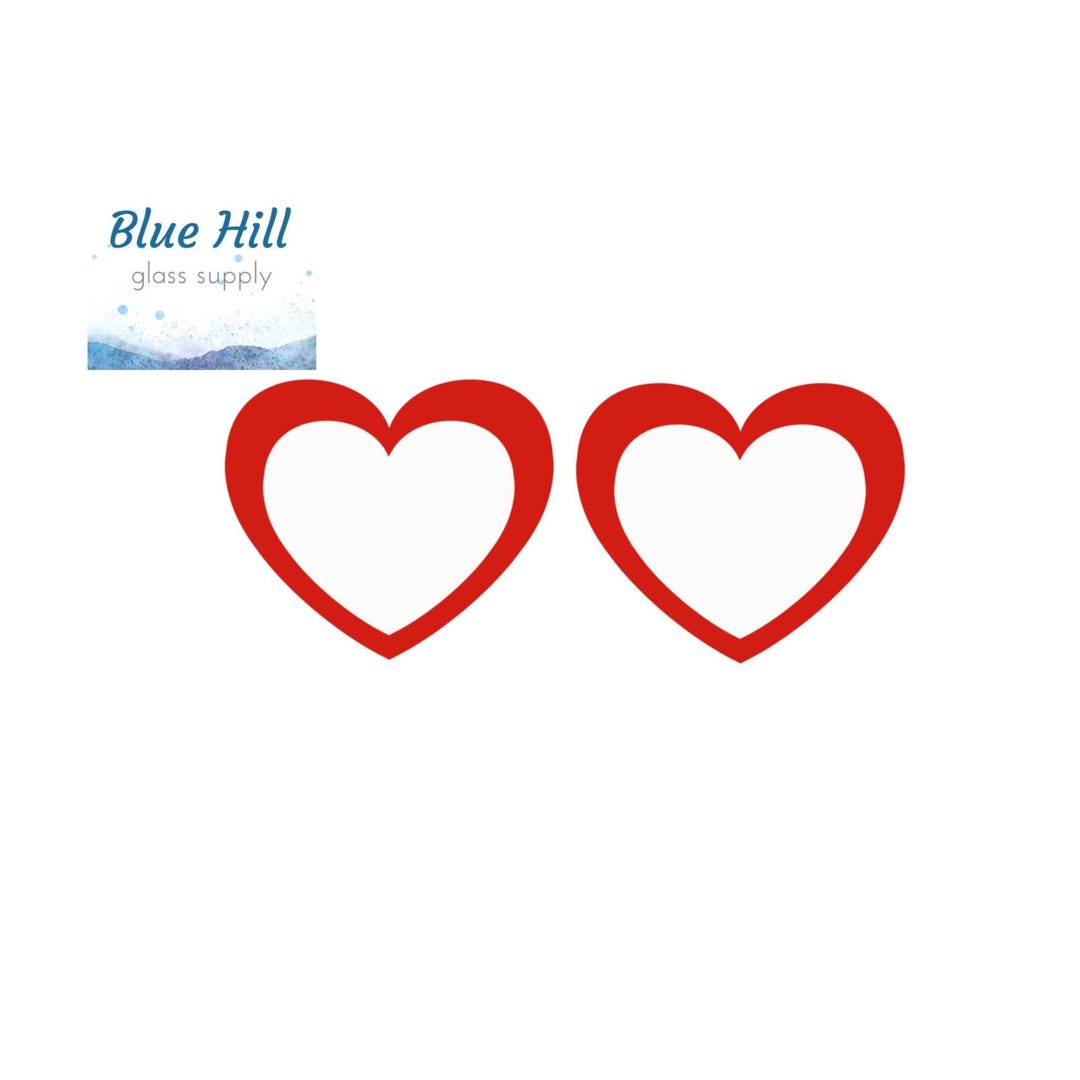 Hearts 2 Piece Valentines Day Precut Glass - 90 COE or 96 COE - Precut ...