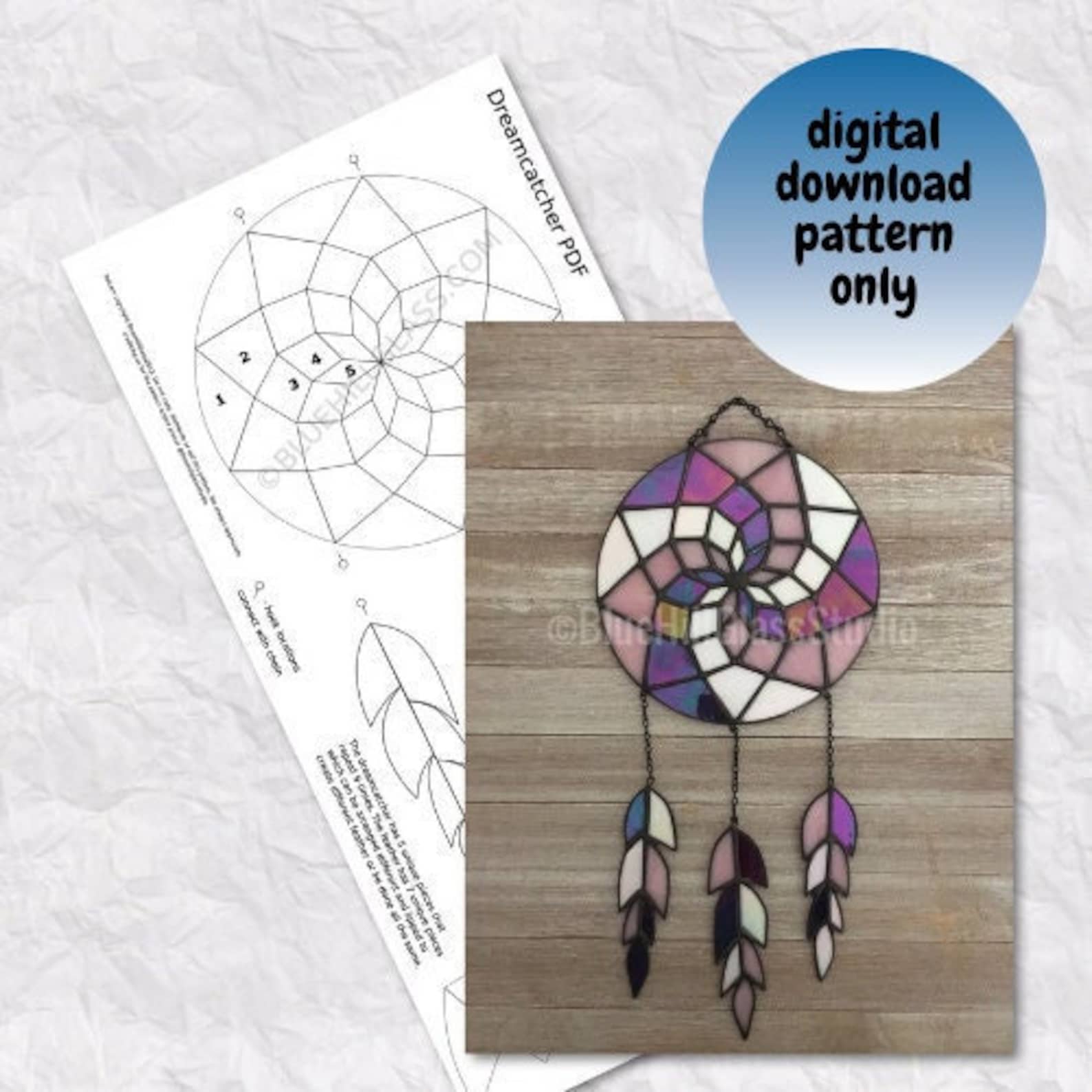 Dreamcatcher Stained Glass Pattern - Digital Download Only - Stained ...