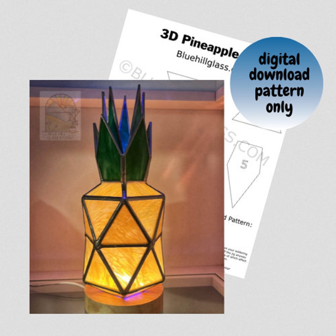 Pineapple 3D Stained Glass Pattern PDF - Digital Download Glass Pattern ...